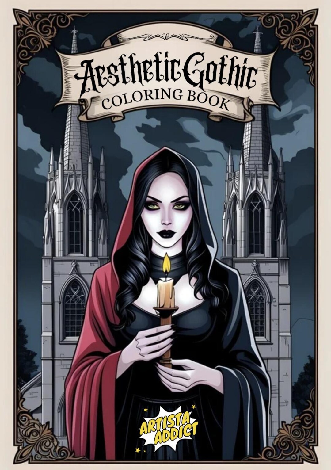 Digital Coloring Book: AESTHETIC GOTHIC, Ret Printable, 23 Pages ...