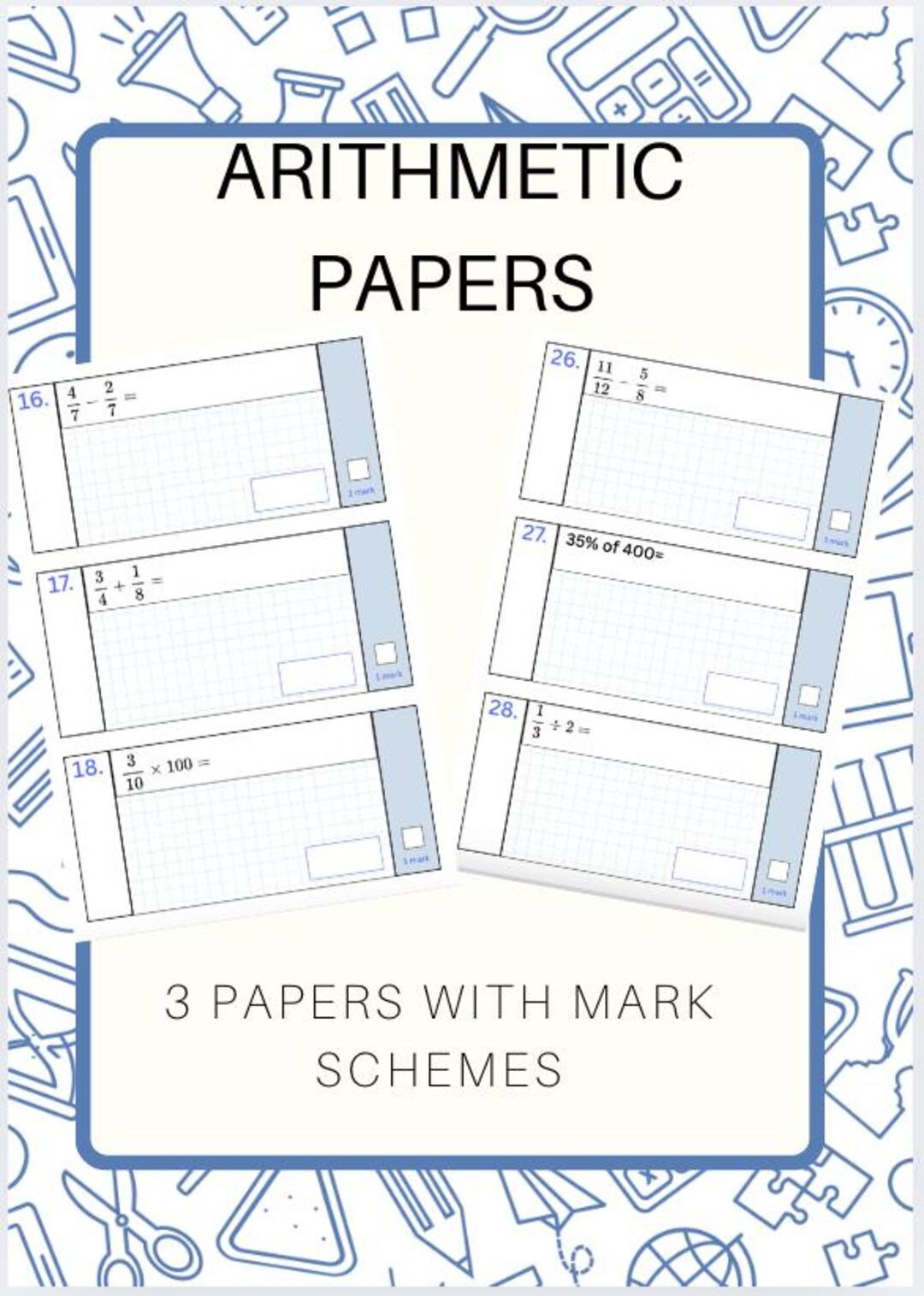 Year 6 Maths Sats, 3 Arithmetic Practice Papers and Answers, Based on ...