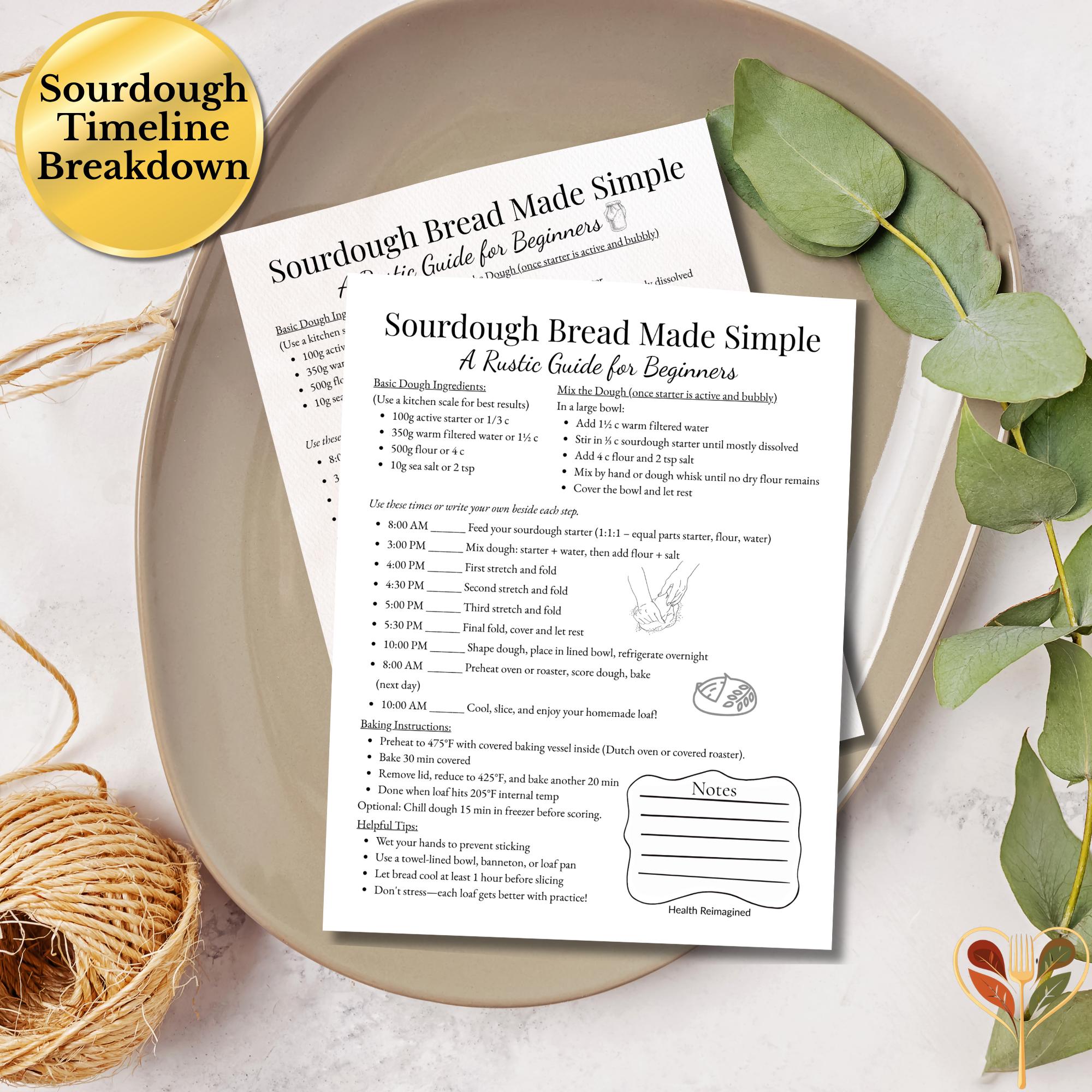 Sourdough Bread Chart for Beginners Printable Rustic Sourdough Timeline ...
