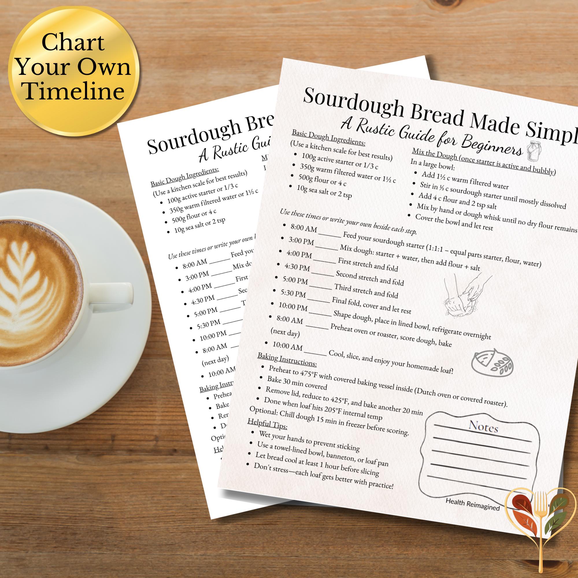 Sourdough Bread Chart for Beginners Printable Rustic Sourdough Timeline ...