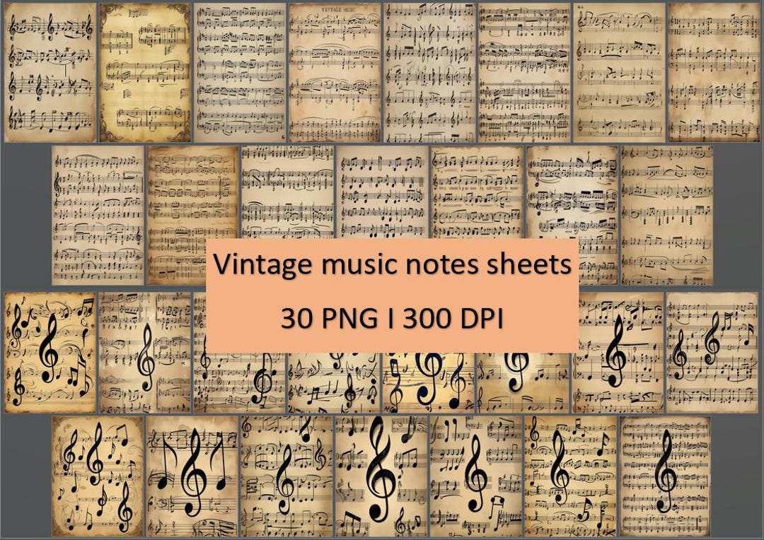 Music Notes Junk Journal, Vintage Sheet Music, Art Journal Pages ...