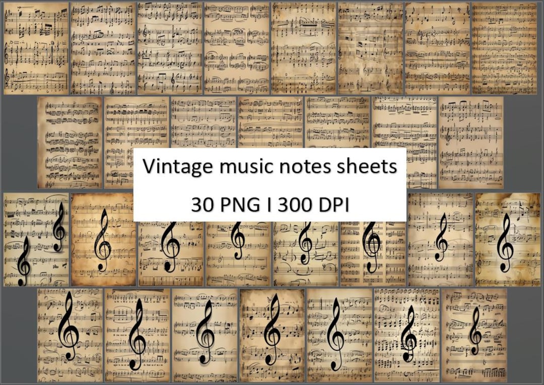 Junk Journal Music Notes, Vintage Music Paper, Scrapbooking Pages ...