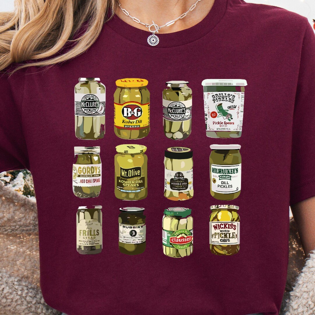 Pickle Passion Retro Artistic Pickle Jar Collage Tee, Ideal for Food ...