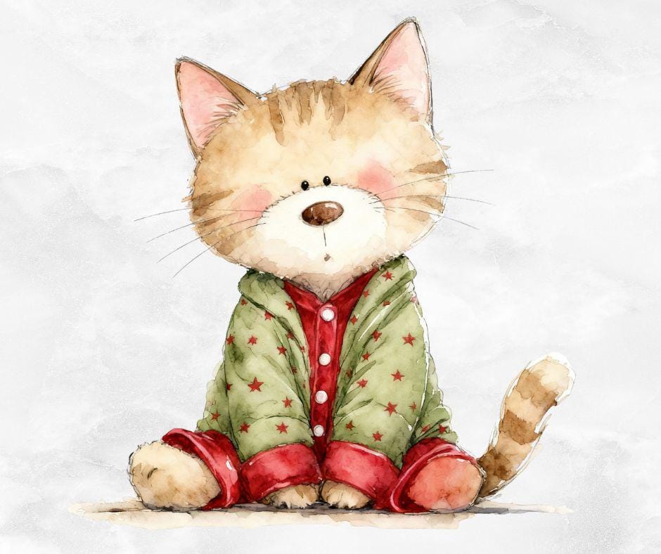 Cute Christmas Cat Clipart: Festive Holiday Graphics, Christmas Holiday ...