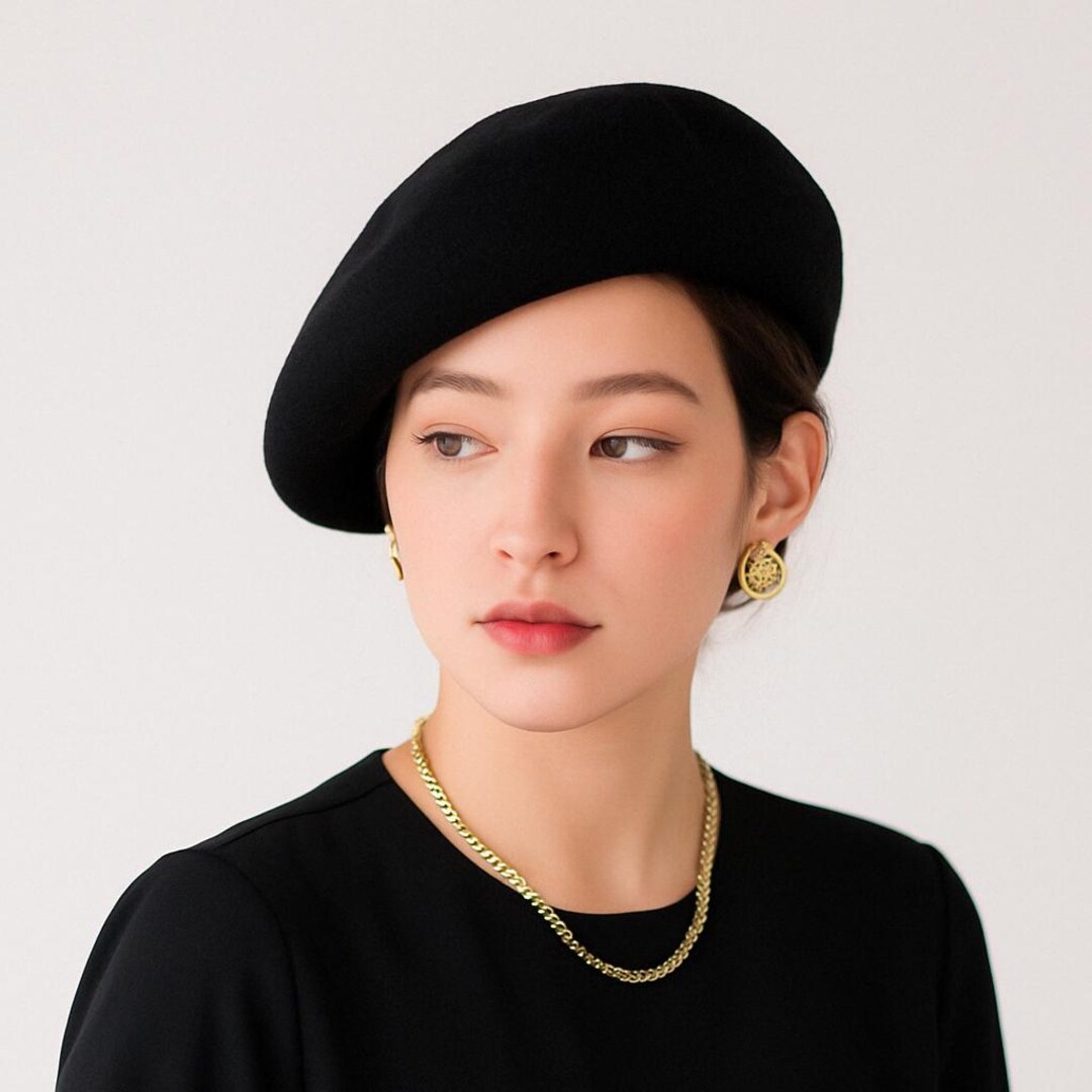 Oversized French Wool Beret – Large Vintage Women's Beret Hat, Winter ...