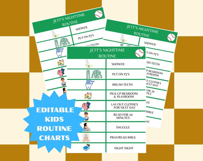 Editable Routine Flip Chart Daily Chore Chart for Kids Morning ...