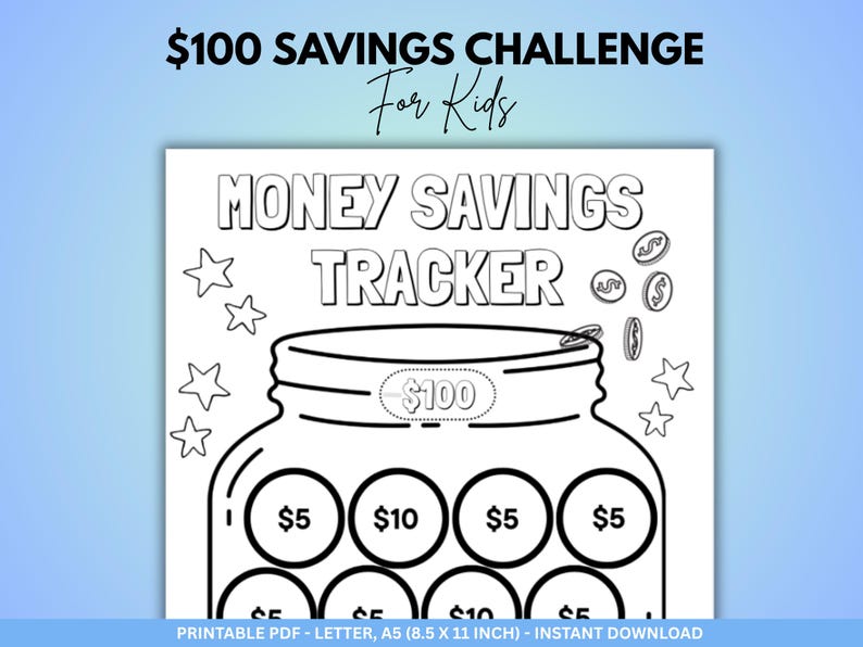 Printable Savings Tracker – Budget Jar Tracker With Smaller Increments ...