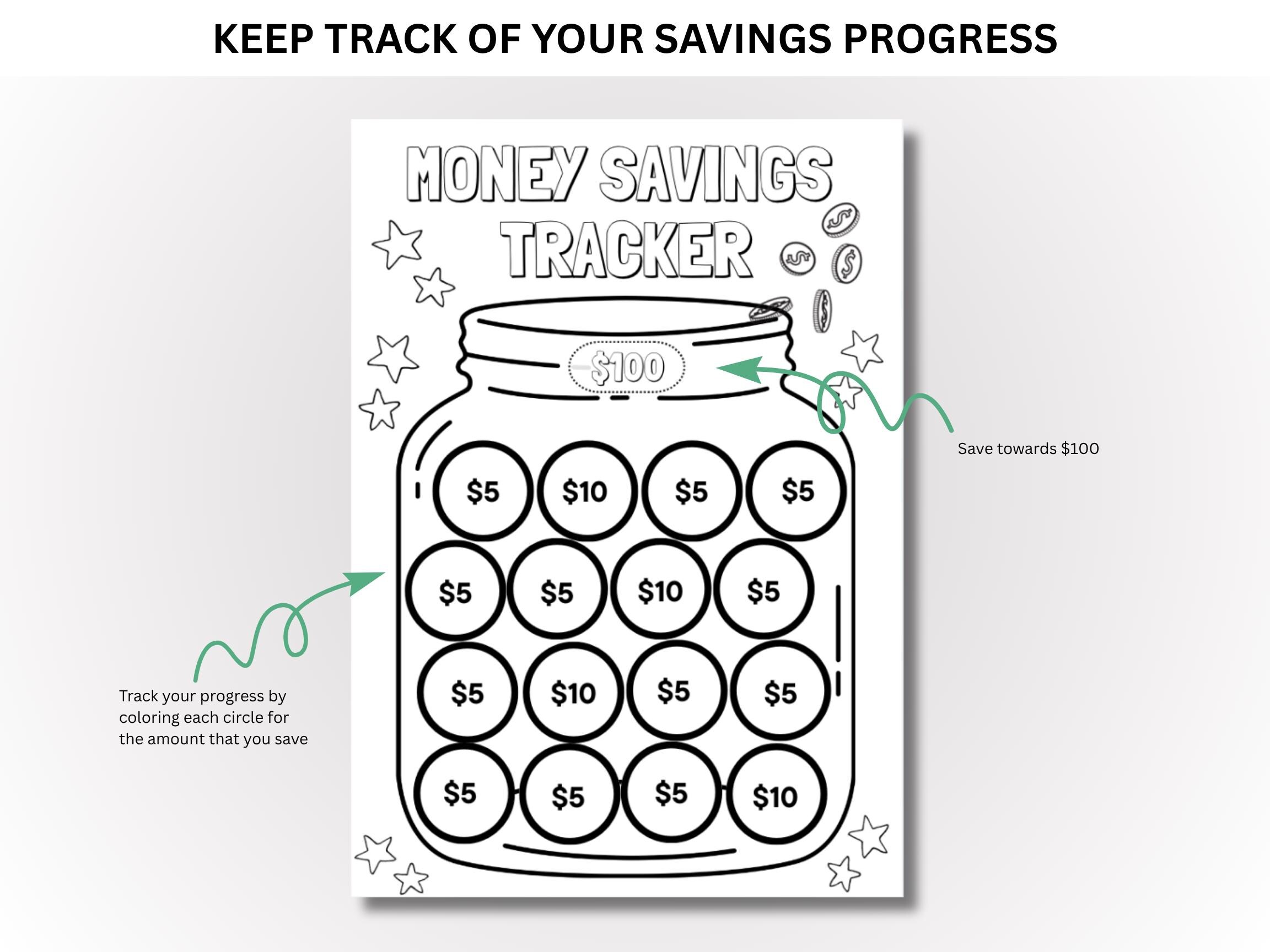 Printable Savings Tracker – Budget Jar Tracker With Smaller Increments ...