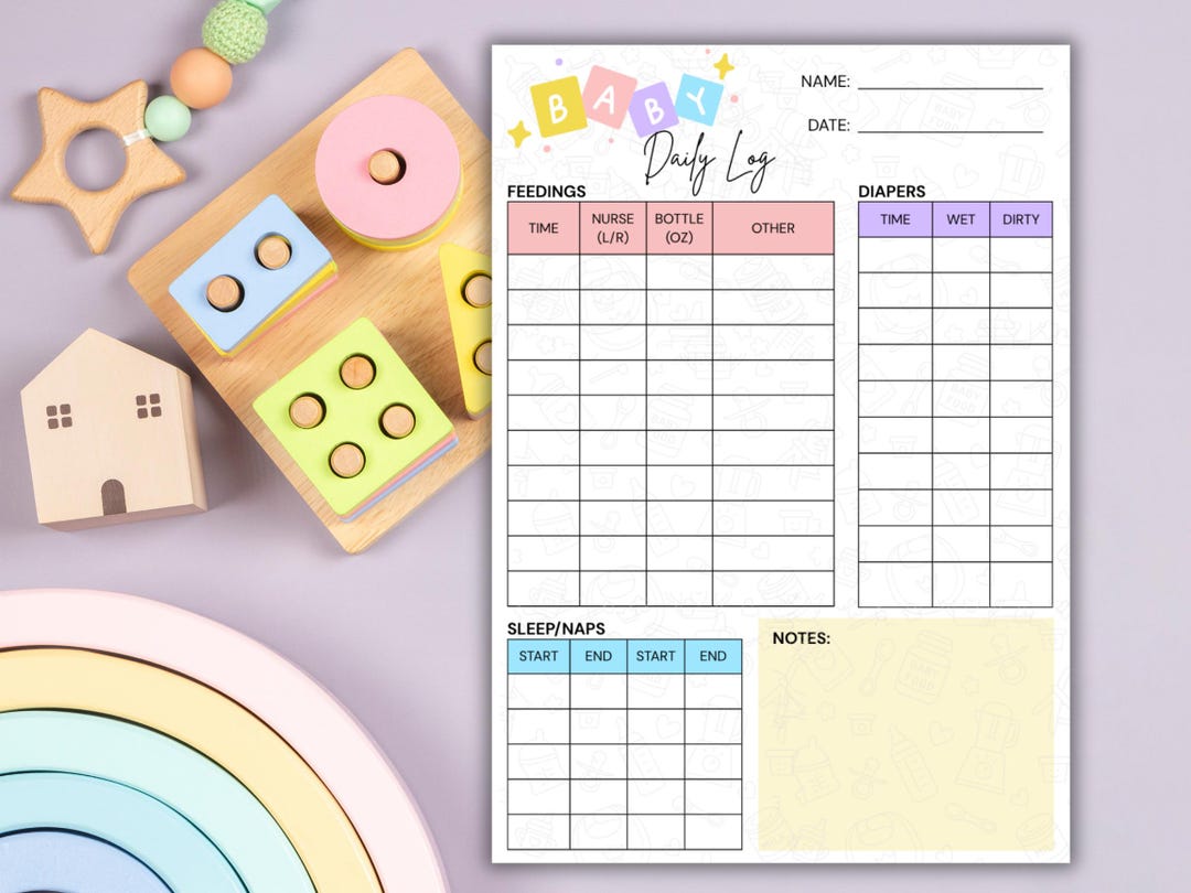 Baby Tracker Printable | Daily Log for Feeding, Diapers, and Sleep ...
