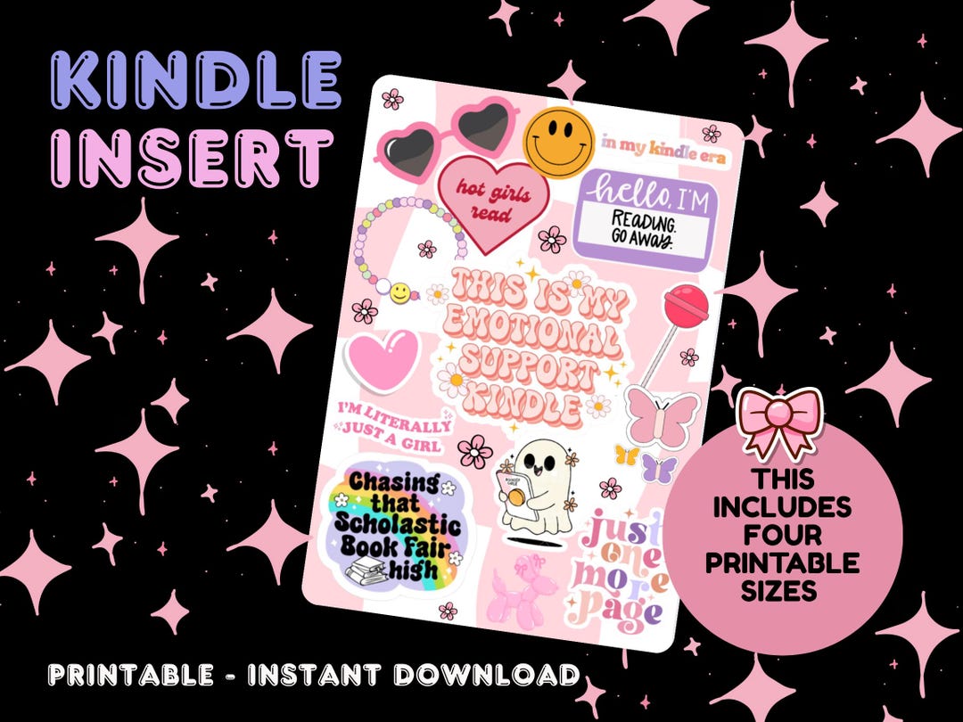 Pink Kindle Insert Printable | Retro Vibe | Bookish Girly Digital ...