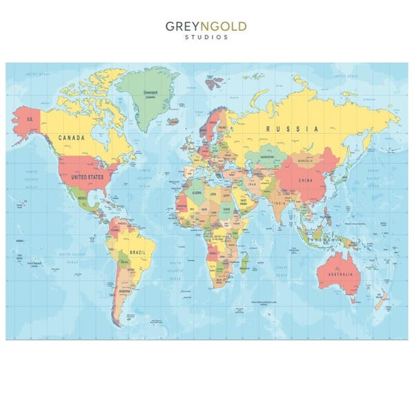 A3 World Map - Etsy UK