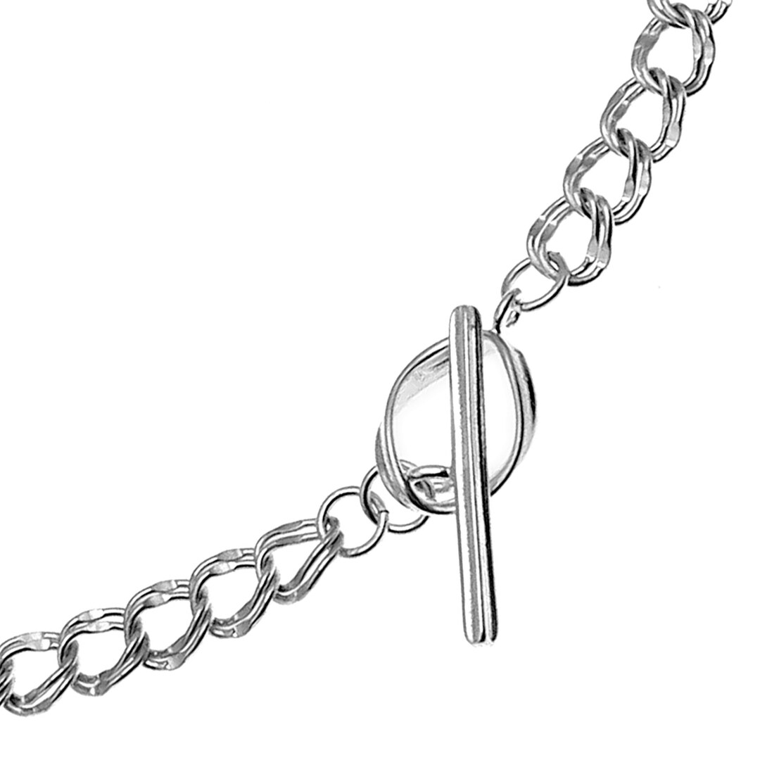 Sparkling Sterling Silver Double Parallel Link Curb Chain Necklace With ...