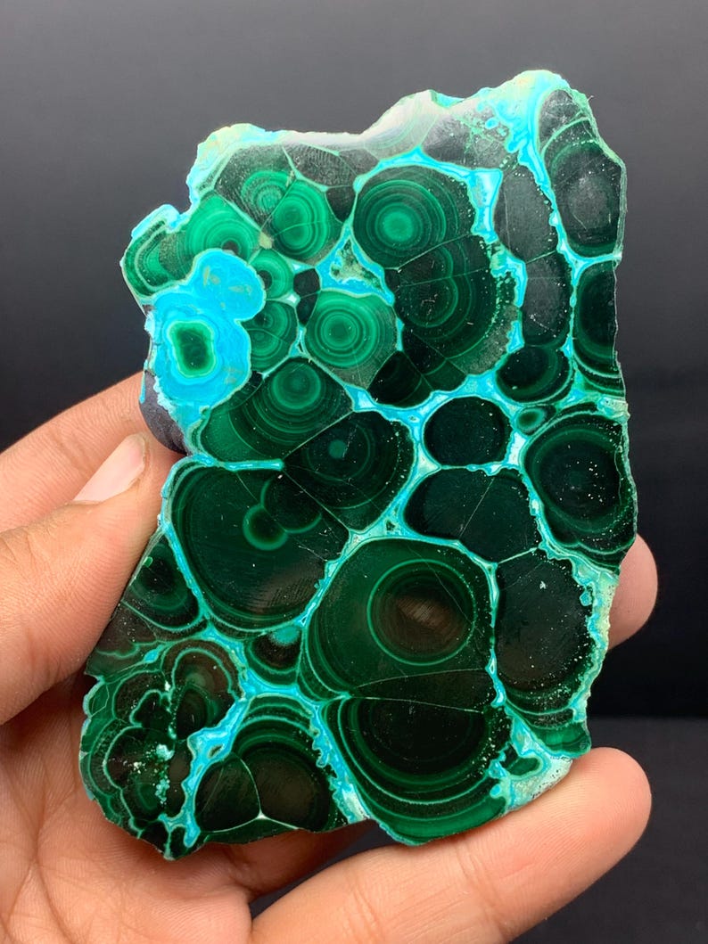 238 Gram Highest Grade and Rarest Pattern of Malachite With Chryscola ...