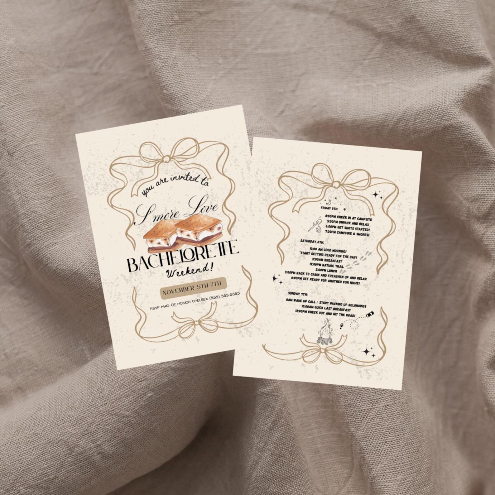 S'more Love Bachelorette Party Invitation + Itinerary | Camping ...