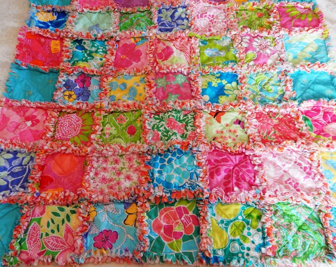Lilly Pulitzer Baby Blanket Rag Quilt With 38 Different Prints Chomp ...