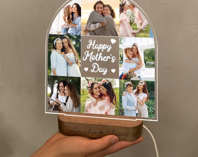 Personalized Mom Light Frame, Custom Acrylic Led Light for Mom, Mothers ...