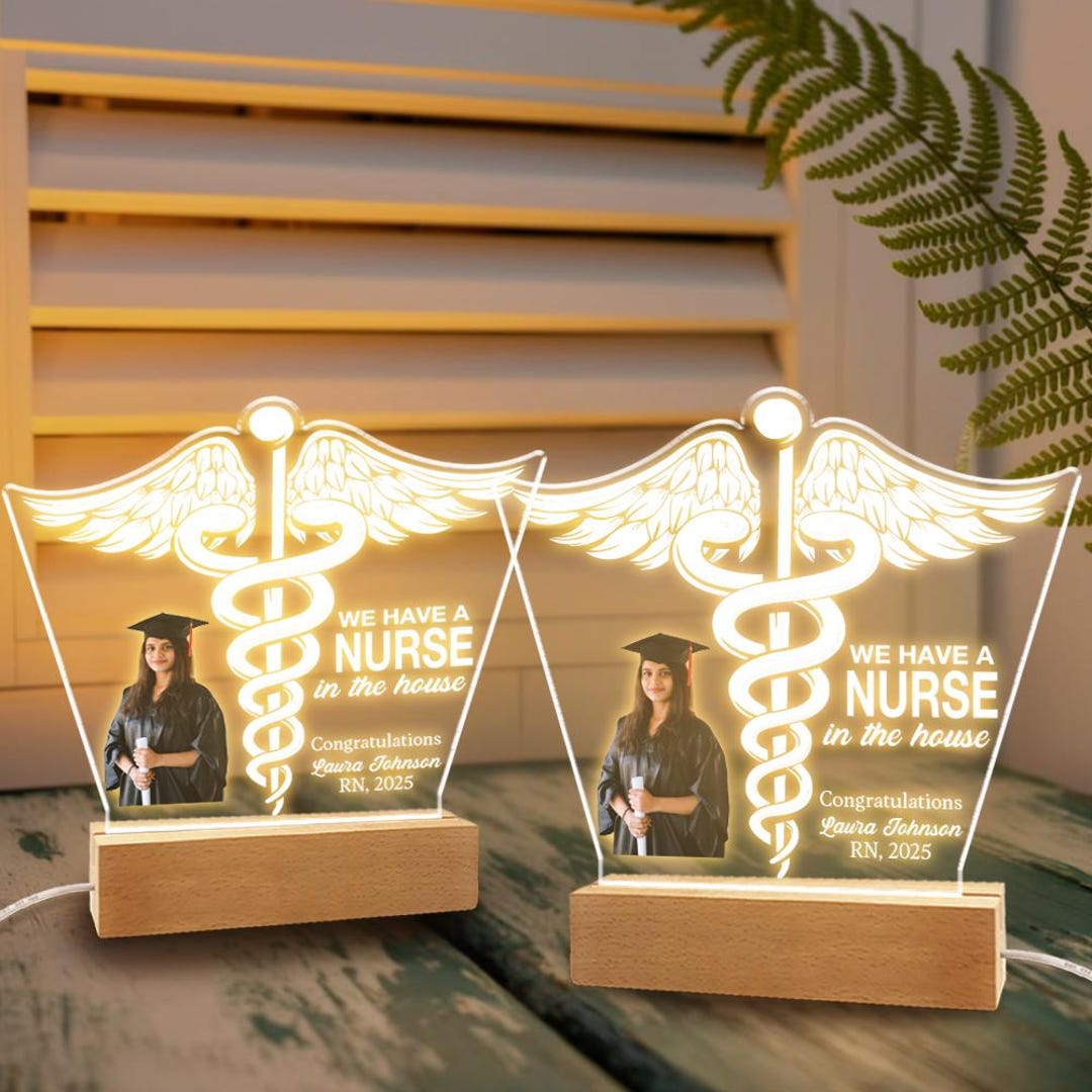 Personalized New Nurse Photo Graduation LED Night Light, Custom RN LPN ...