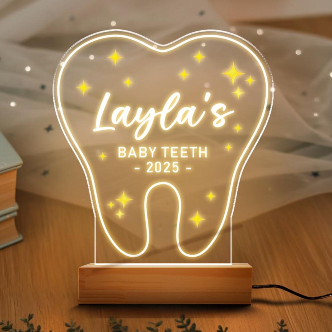 Personalized Tooth Fairy Night Light for Kids, Custom Name LED Lamp ...