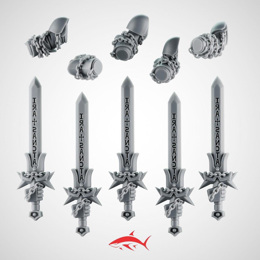 Set 4 - 5 Black Crusader Swords Chain – Knightly Power Blades With ...