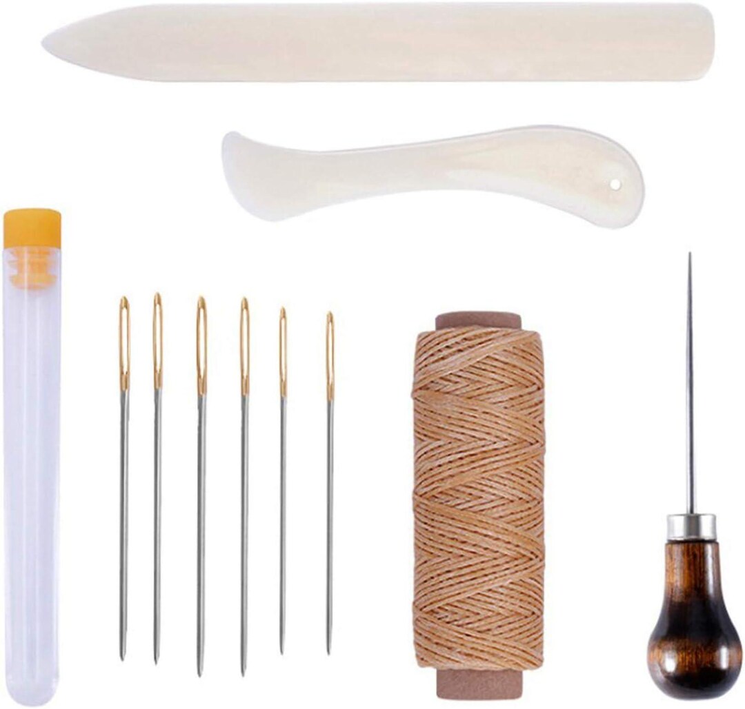 11 Pcs Bookbinding Starter Kit: Bone Folder, Awl, Needles, Waxed Thread ...
