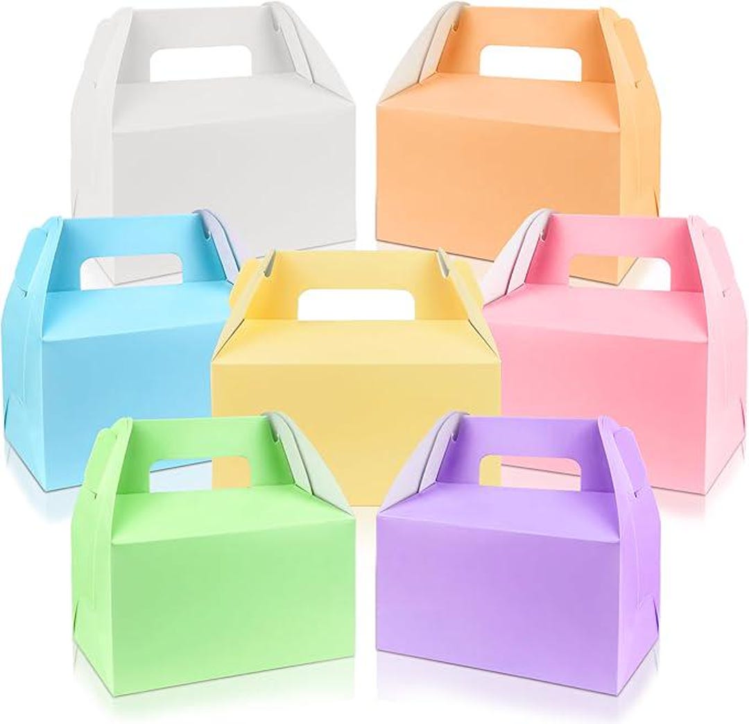 28 PCS Colorful Gable Gift Boxes for Snacks Treats and Goodies 7 Pastel ...
