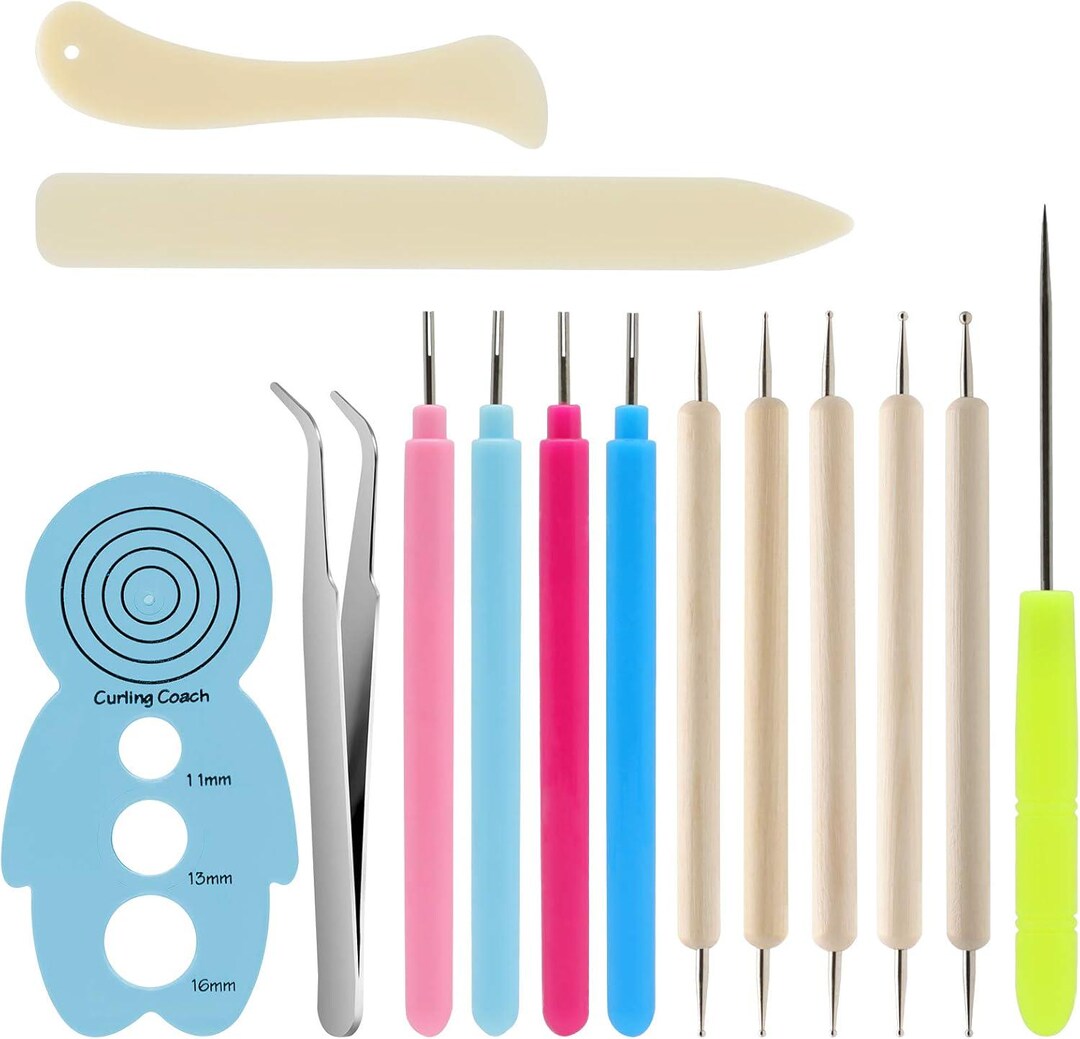 14 Pcs Paper Quilling Kit: Double Head Pens, Slotted Pens, Bone Folders ...
