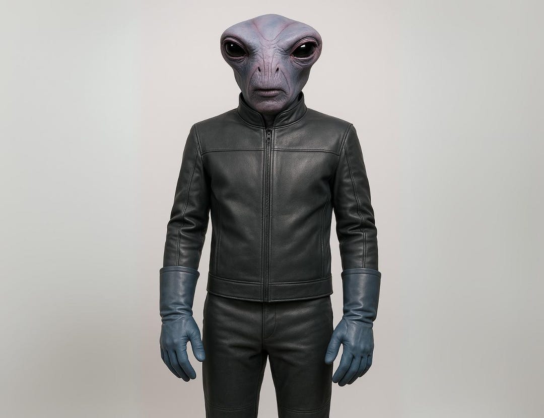 Alien Latex Mask and Leather Costume Set – Sci-fi Cosplay Outfit ...