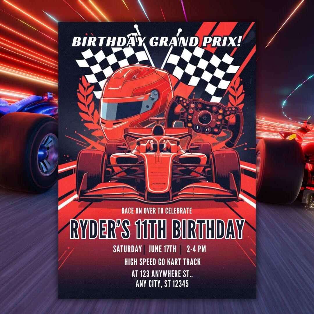 Ferrari F1 Birthday Invitation | Race Car Party (digital Download) - Etsy