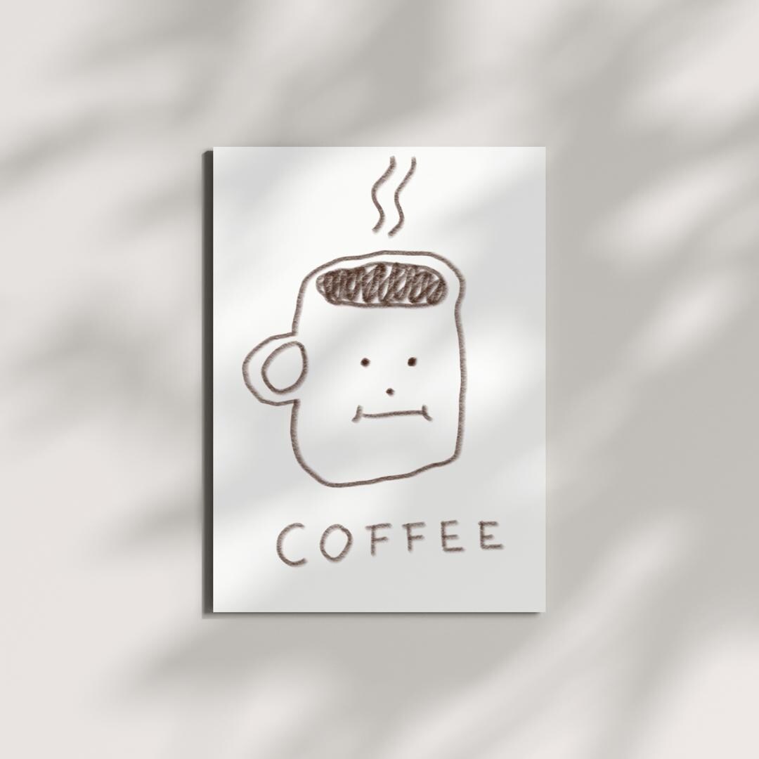 Coffee Poster – A4 Digital Wall Art – Minimalistic Brown Line Drawing ...