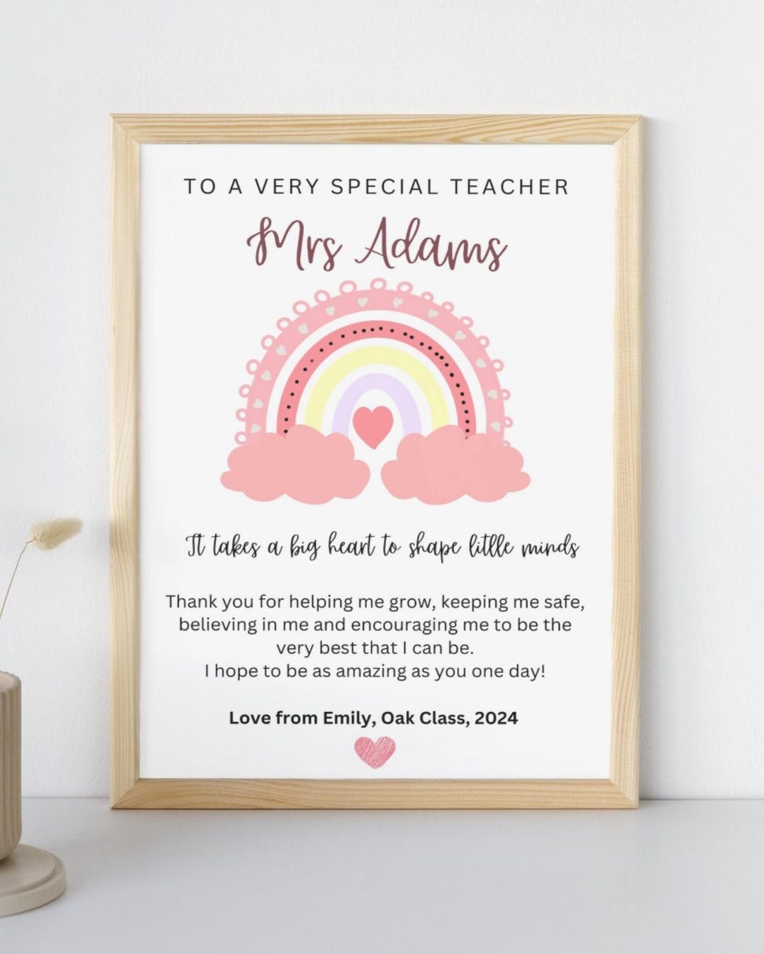 Custom Teacher Thank You Gift Personalised Teacher Poem Digital ...