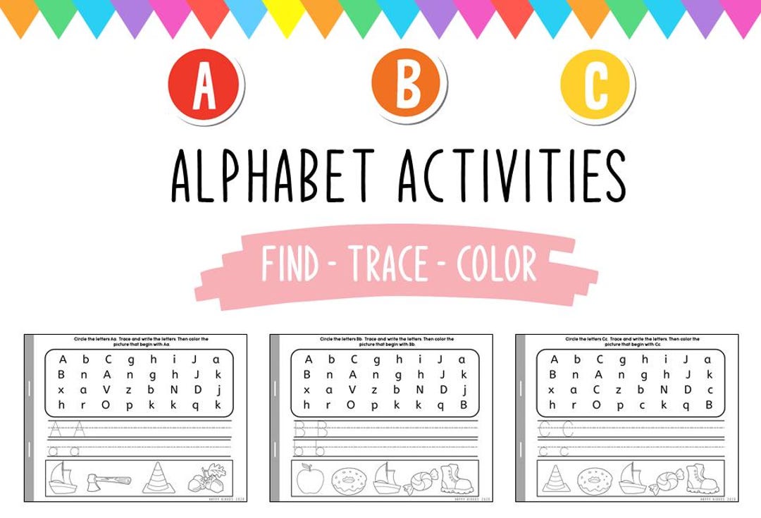 Alphabet Worksheets | Printable Find Trace Color | Upper Lower Case ...