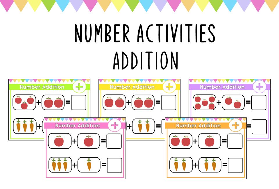 Number Addition Worksheets | Printable Colourful Activity | Count and ...