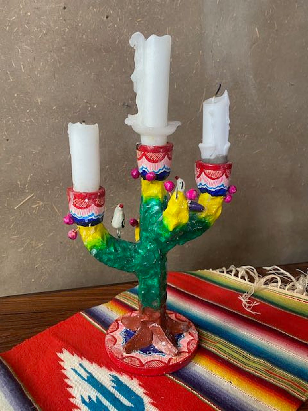 Mexican CACTUS Folk Art Pottery Candle Holder - Etsy