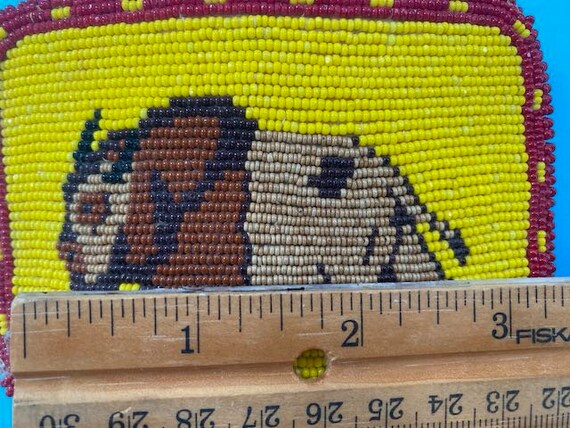 Native American Pictorial Beaded Buckle Bison Buffalo - Gem