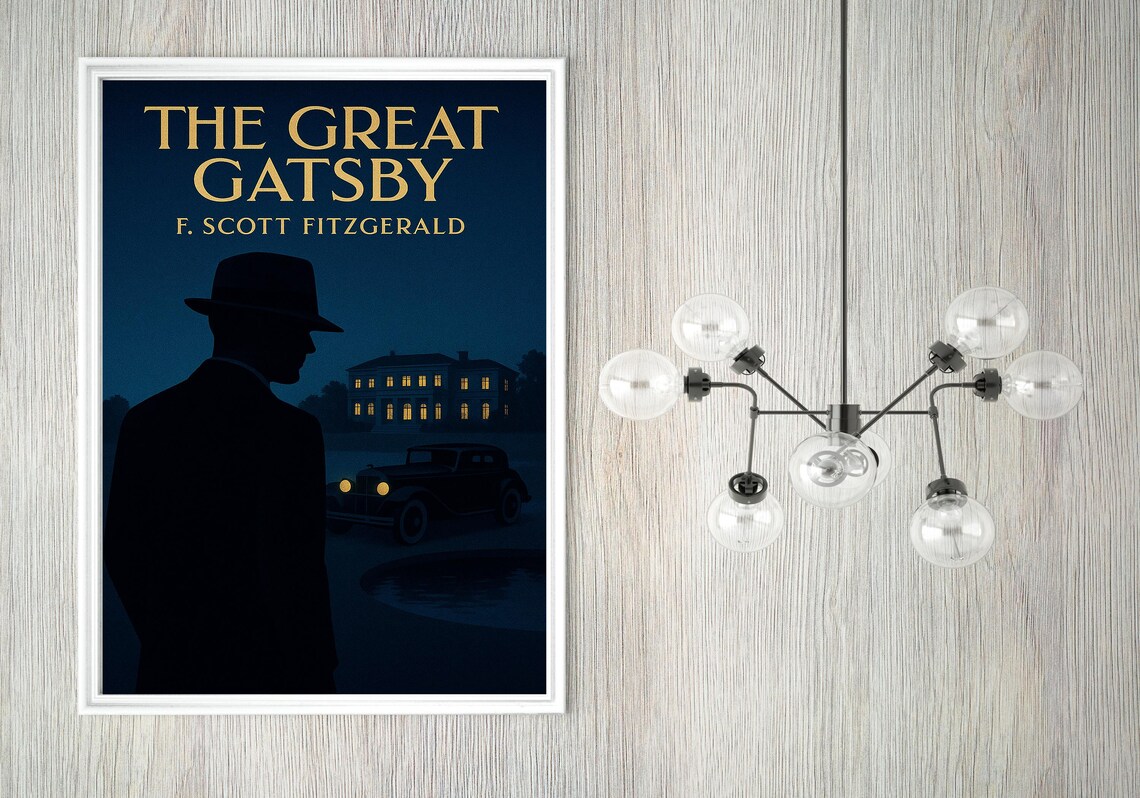 The Great Gatsby Poster – Art Deco Book Cover Print, F. Scott ...