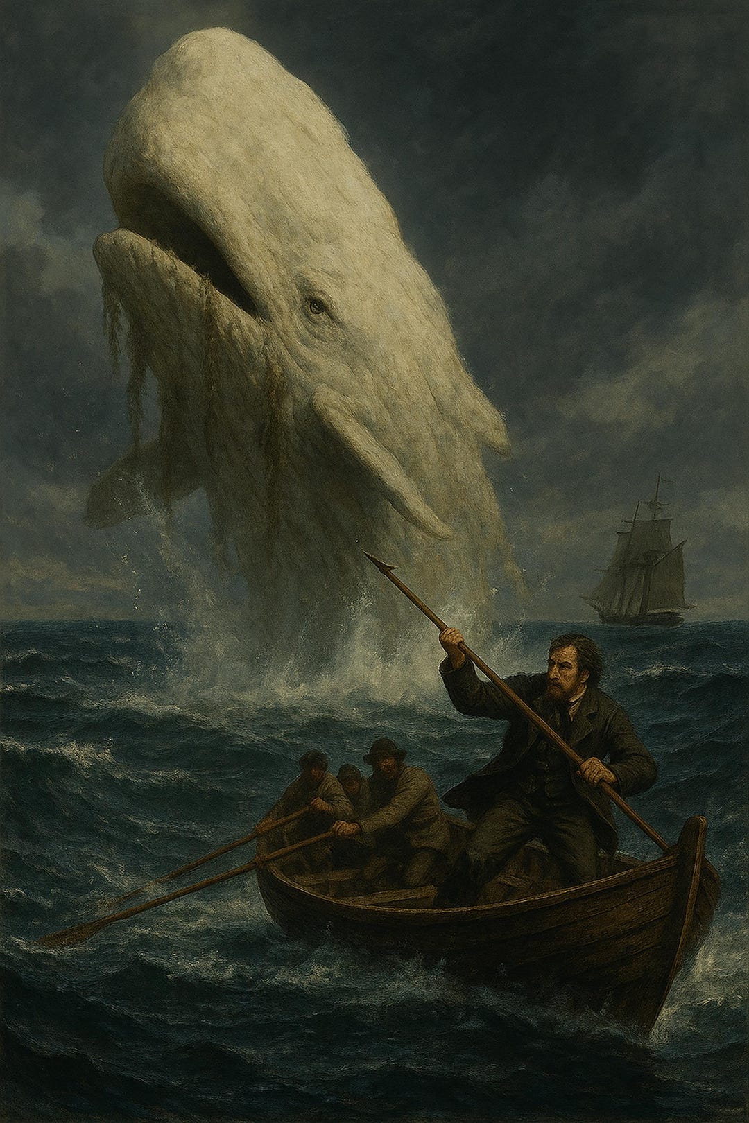 Moby Dick Whale Attack Wall Art Print – Ahab Rowboat Scene – Nautical ...