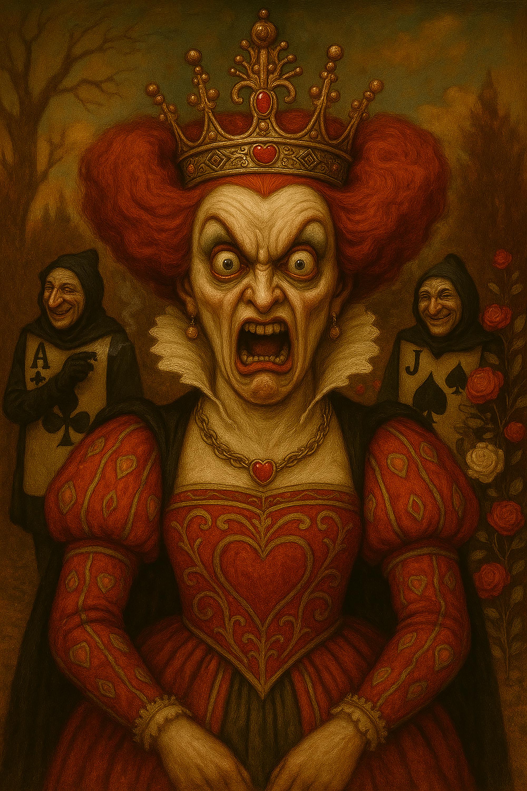 Queen of Hearts Screams Art Print: Dark Gothic Wonderland Illustration ...
