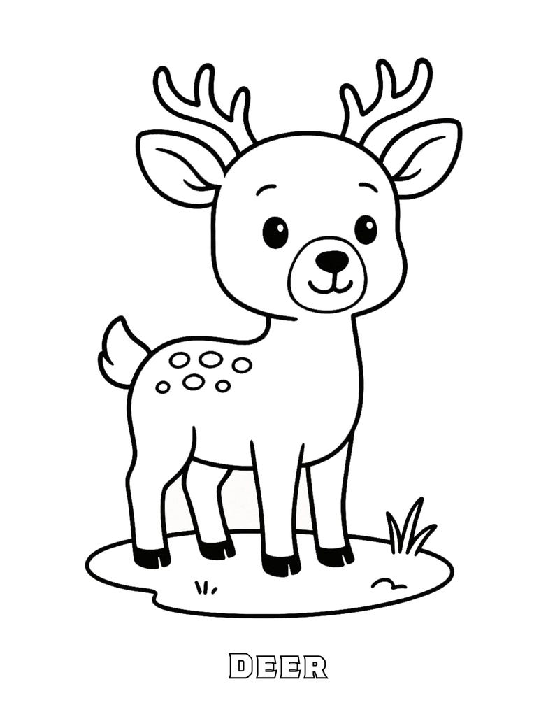 Deer Coloring Page for Kids – Printable Animal Coloring Sheet ...