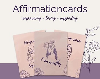 Affirmation Cards for Mothers | 24 Printable Cards With Feminine Line ...
