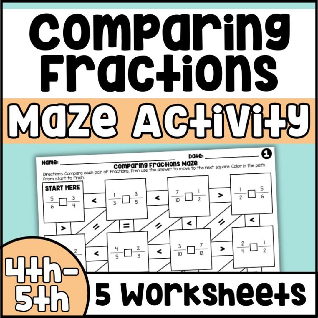 Comparing Fractions With Unlike Denominators Worksheets | 4th & 5th ...