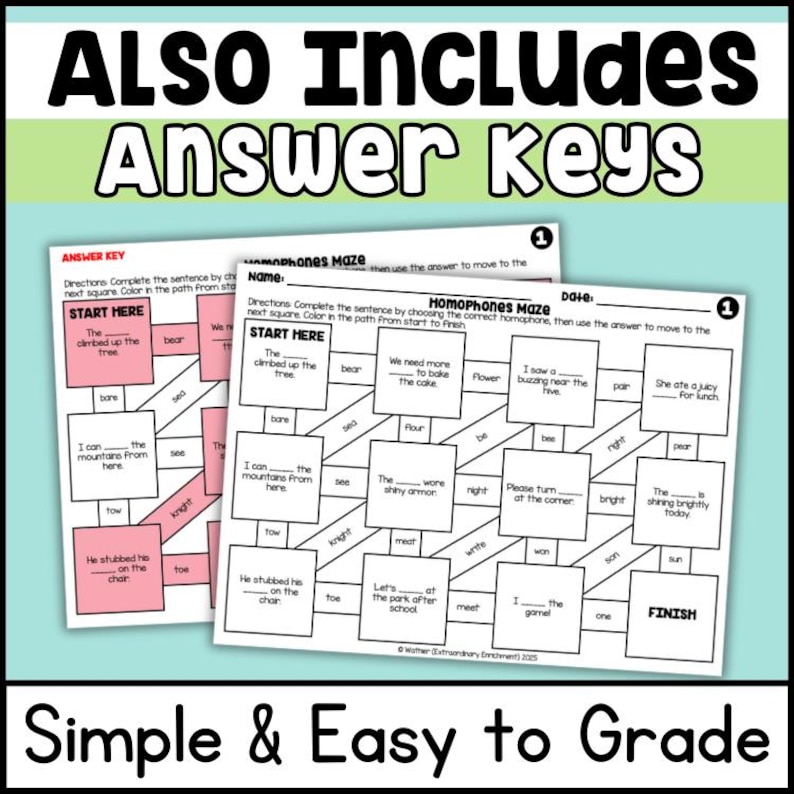 Homophones Worksheets Maze Activity | 2nd & 3rd Grade ELA | Homophone ...
