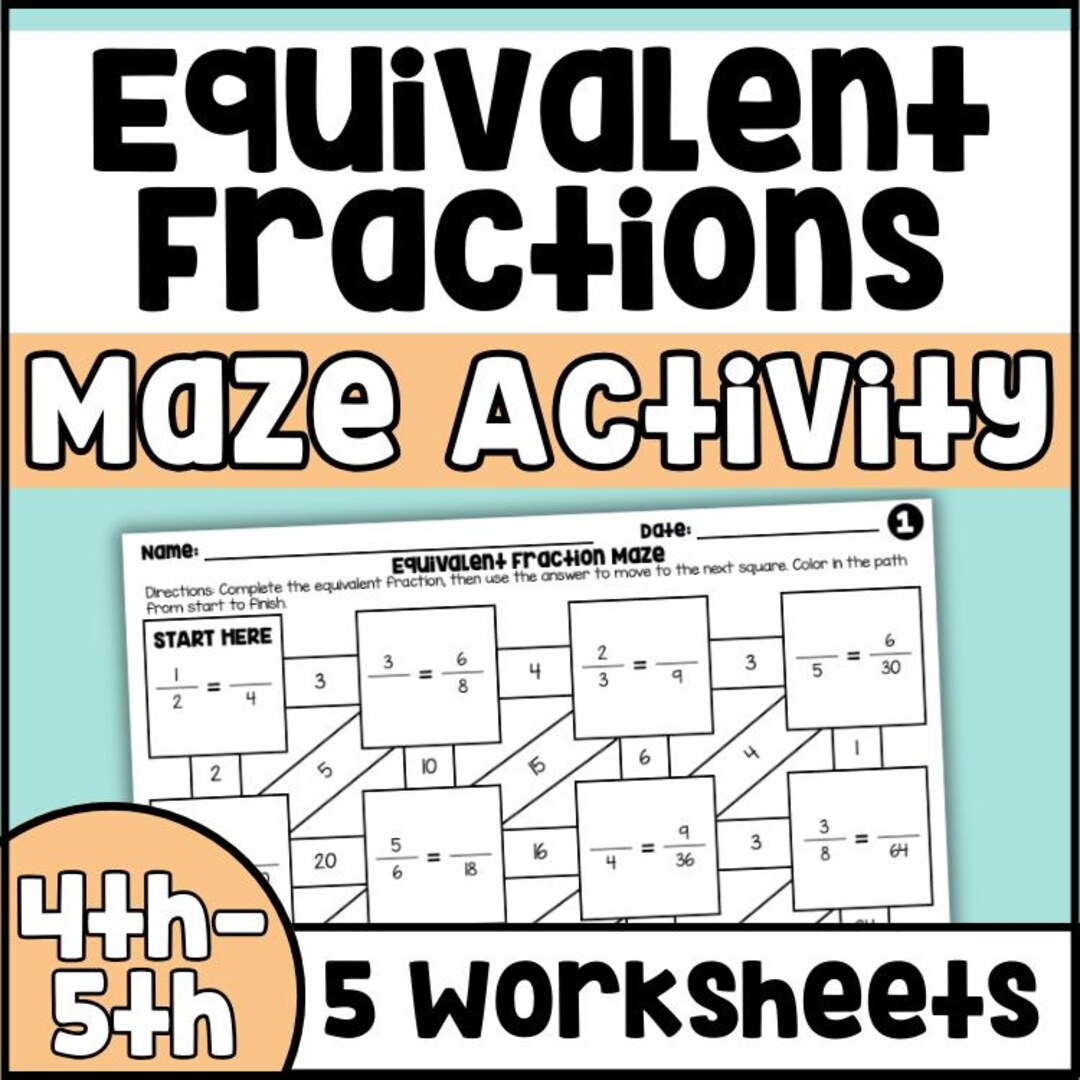 Equivalent Fractions Worksheets Maze Using Multiplication & Division ...
