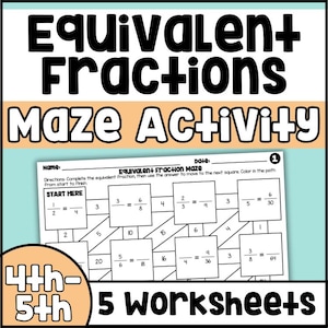 Equivalent Fractions Worksheets Maze Using Multiplication & Division ...
