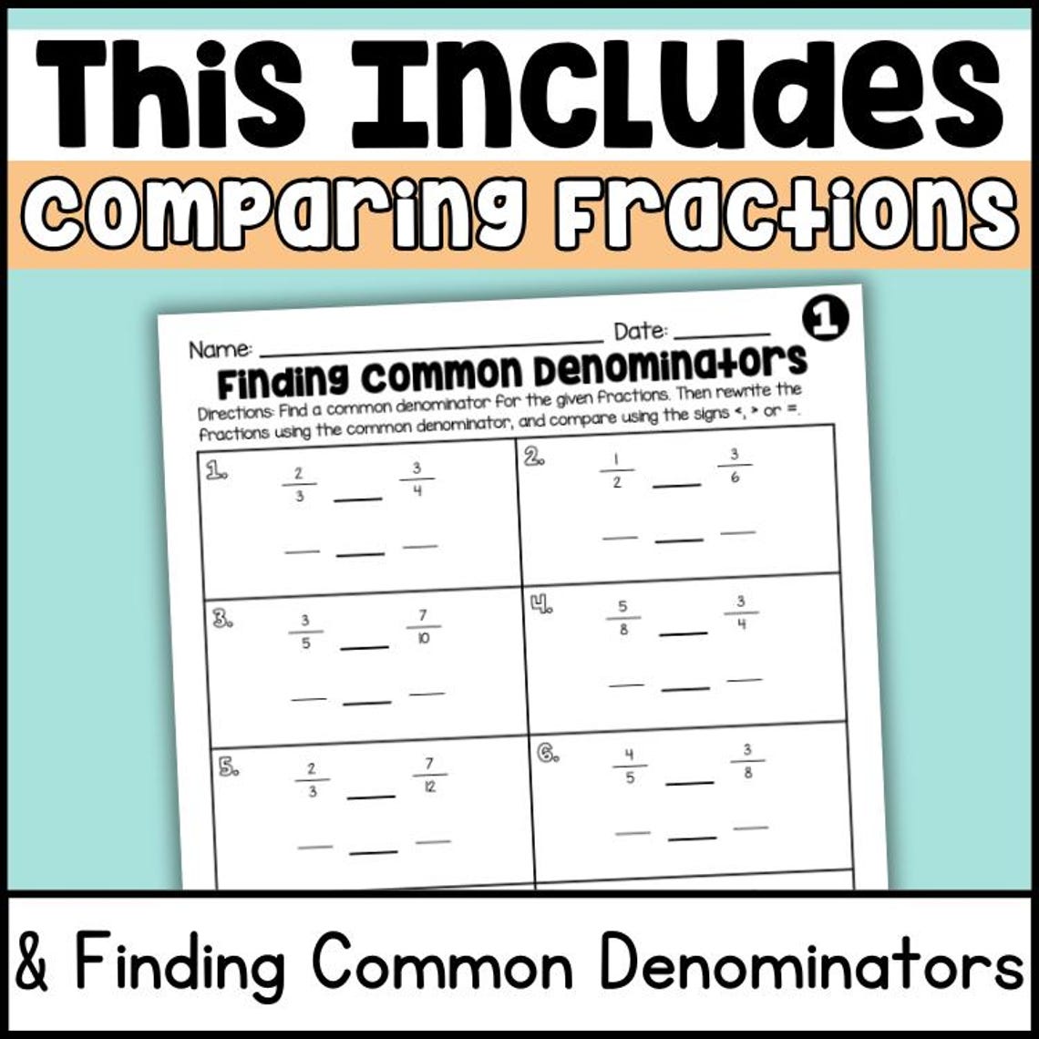 Finding Common Denominators Worksheets | Least Common Multiple ...