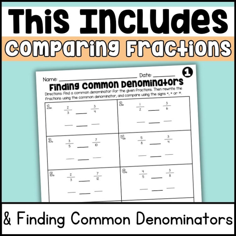 Finding Common Denominators Worksheets | Least Common Multiple ...