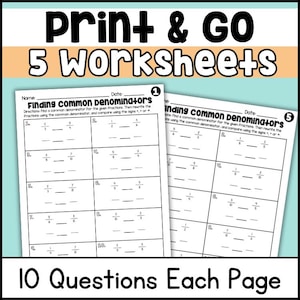 Finding Common Denominators Worksheets | Least Common Multiple ...