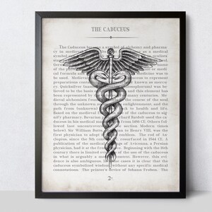 Medical Caduceus Symbol Wall Art Print, Gift for Medical Student ...