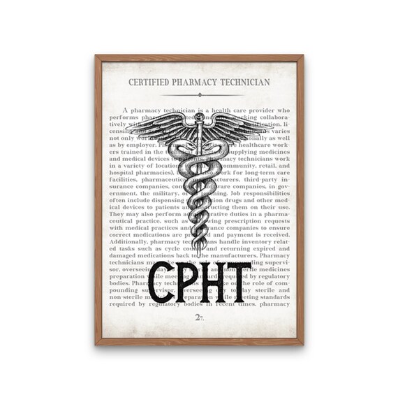 CPHT Pharmacy Tech Art Print Pharmacy Student Graduation Gift - Etsy