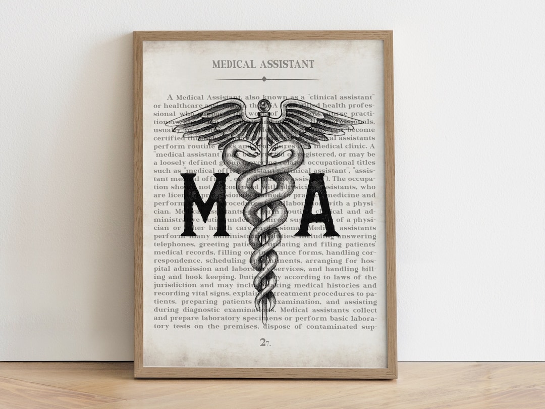 Medical Assistant Art Print: Vintage MA Definition, Caduceus Symbol - Etsy