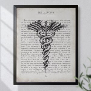 Medical Caduceus Symbol Wall Art Print, Gift for Medical Student ...